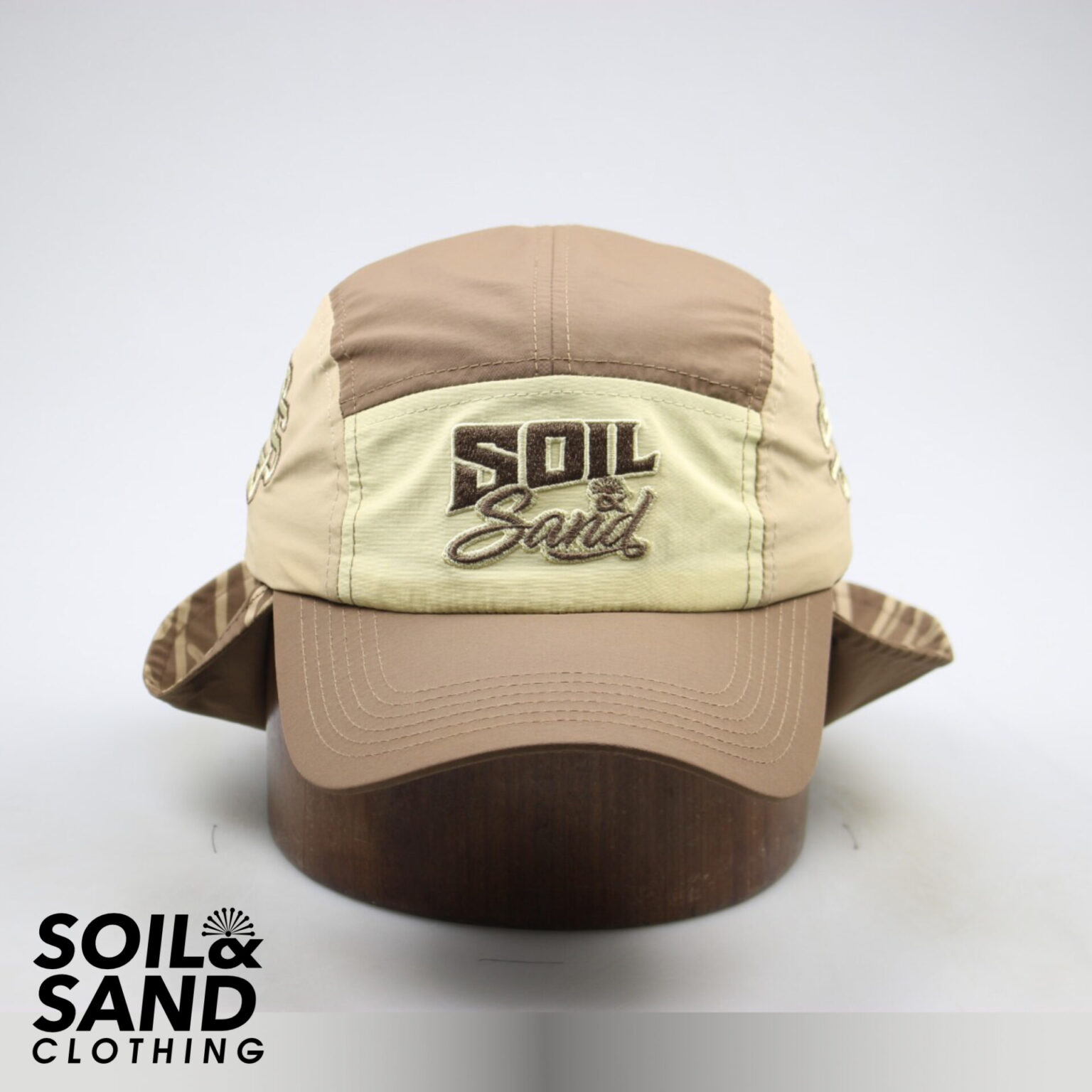 Pūhoro Flap Hat – Tan & Brown | Soil and Sand