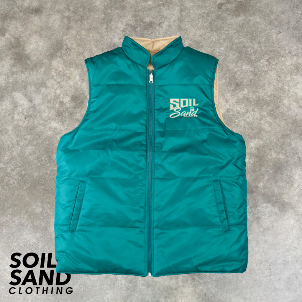 Rip Reversible Vest – Jade & Sand | Soil and Sand