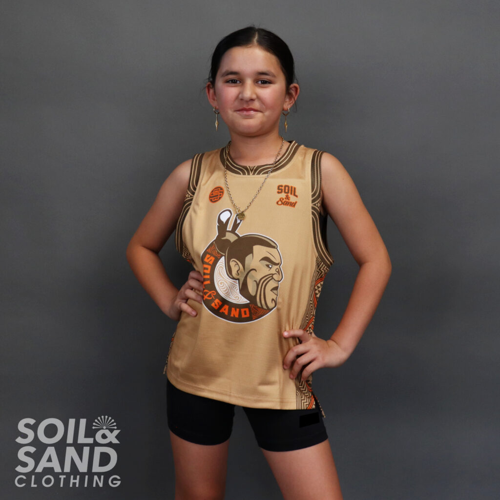 Kids Kaitiaki Singlet – Tan | Soil and Sand